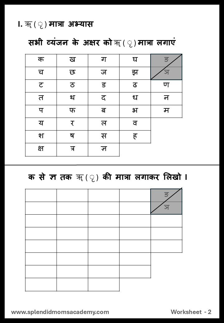 Hindi ऋ मात्रा