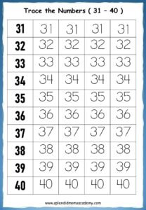 Number tracing 1 to 50